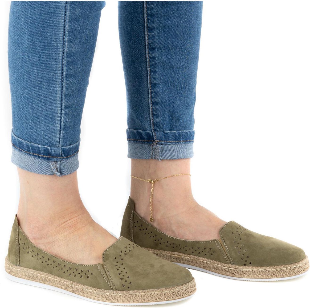 Półbuty damskie espadryle skórzane 0646W zielone - Ceny i opinie - Ceneo.pl