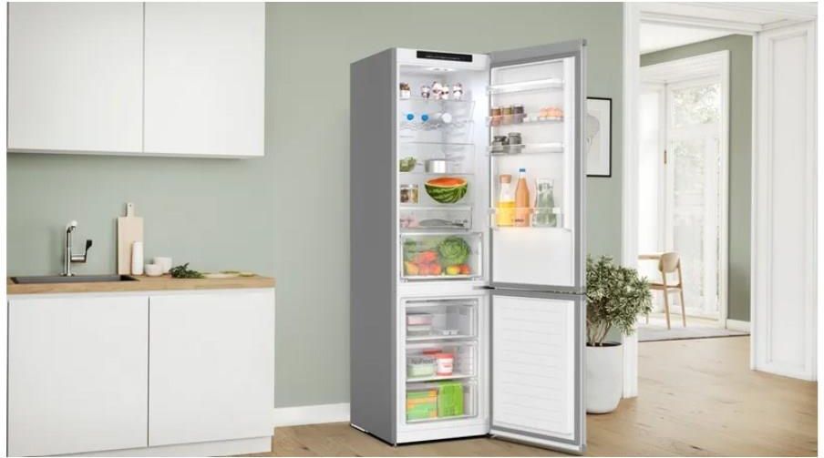 Lodówka Bosch Serie 4 KGN392LCF z zamrażalnikiem dolnym 203 cm Srebrna ...