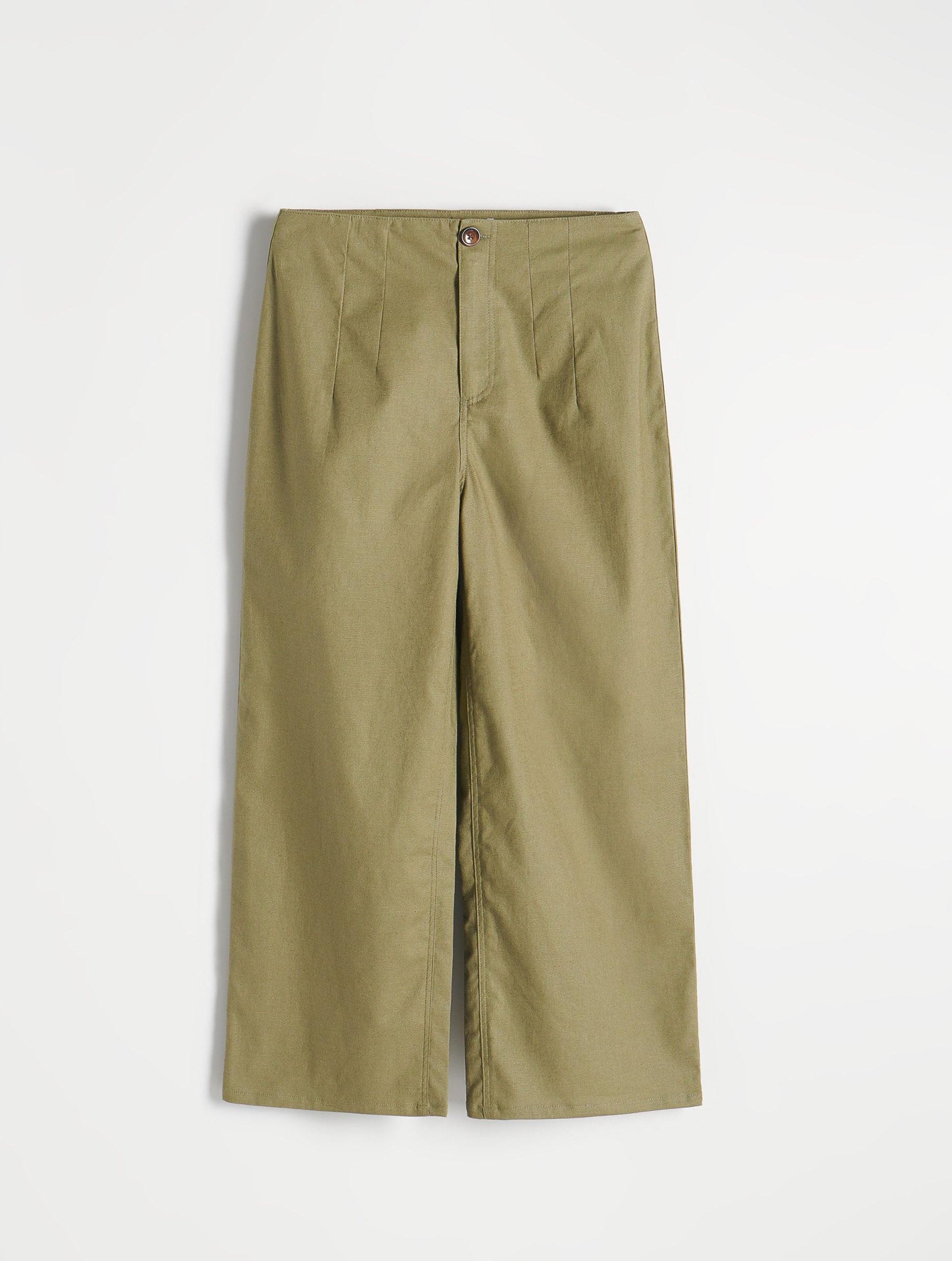 Reserved - Spodnie z lnem - Khaki - Ceny i opinie - Ceneo.pl