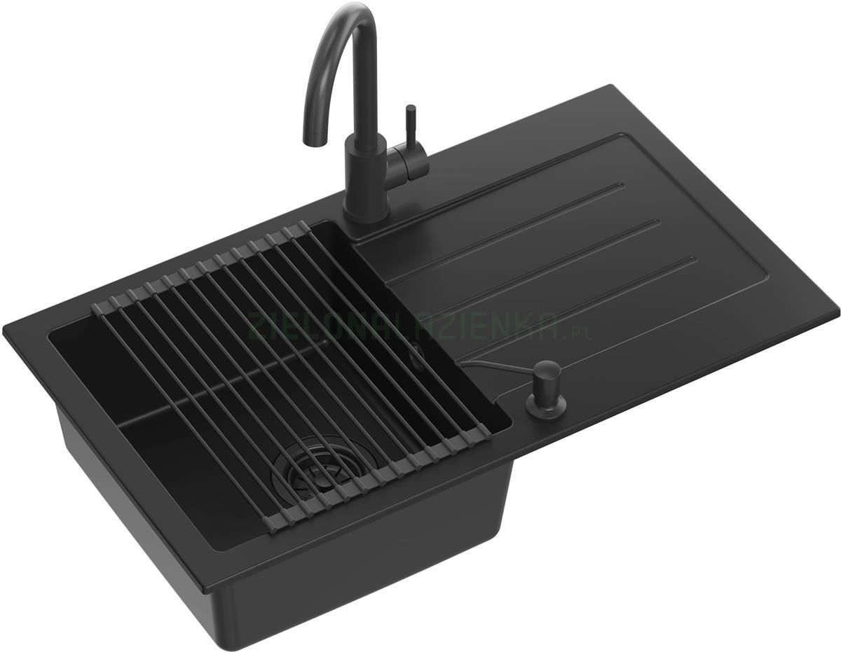 Zlewozmywak z baterią Quadron Johnny 111 + Kate Czarny Mat HCQJ7744BLM ...