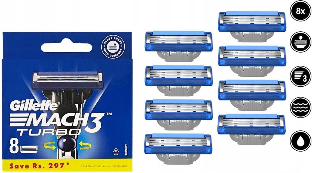 Gillette Mach 3 Turbo Ostrza Noże Do Maszynki X8 - Opinie i ceny na ...