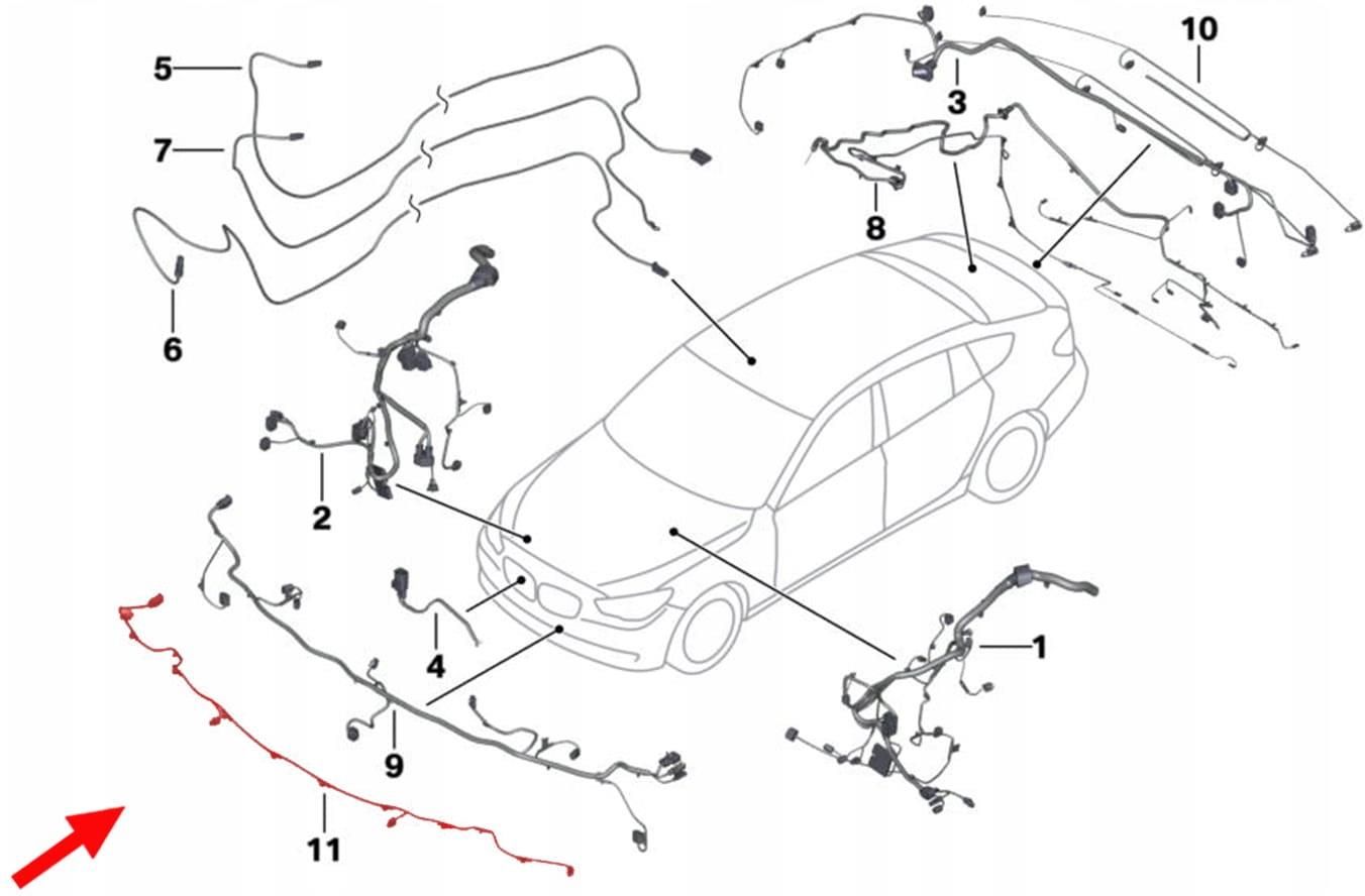 Czujniki parkowania Przewód Czujników Parkowania 61129210770 Bmw 5 F07 ...