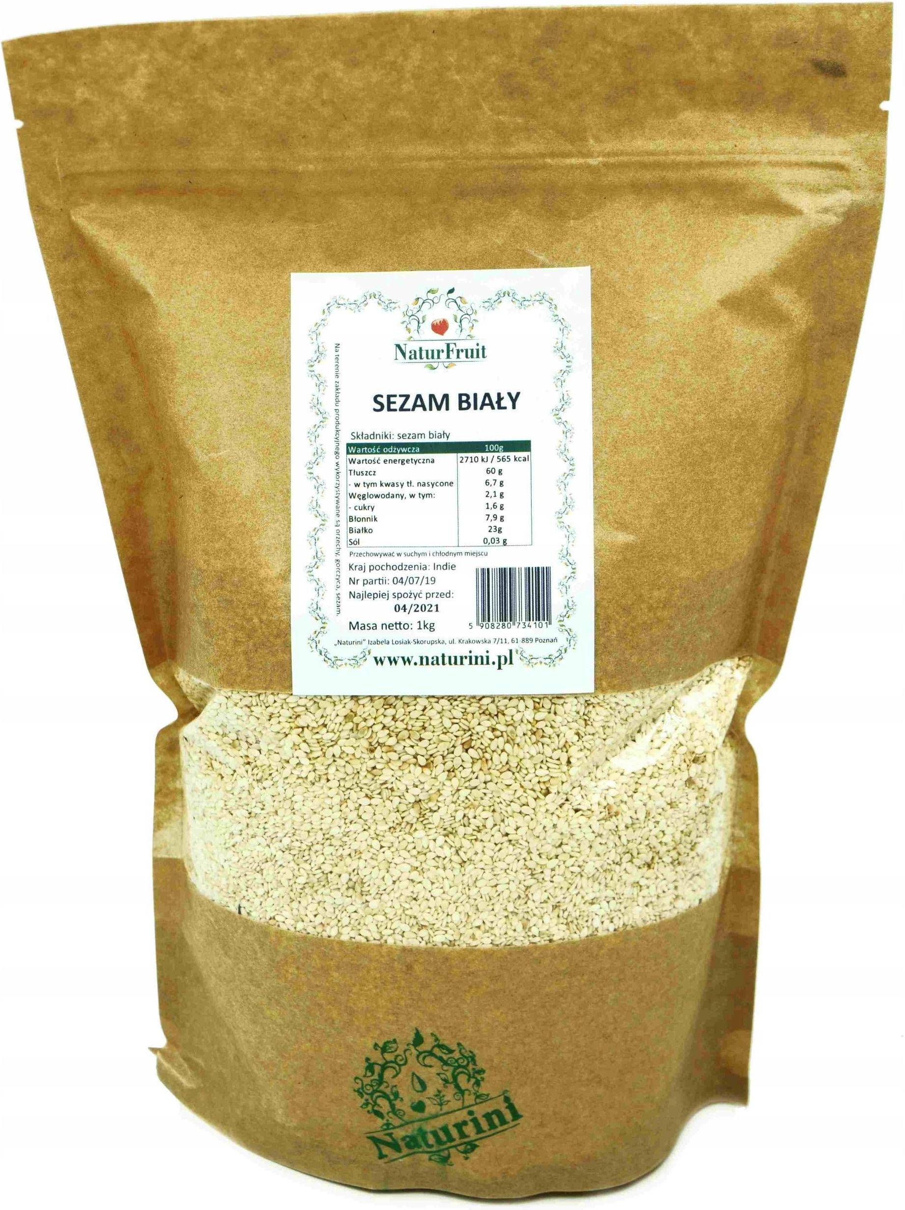 Naturini Sezam Biały 1kg Ziarno Naturalny - Opinie i ceny na Ceneo.pl
