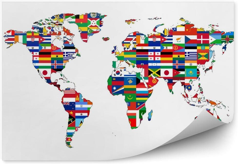 Fototapety.Pl Mapa Świata Z Flagami 250x250cm Magicstick FTNW13011559 ...