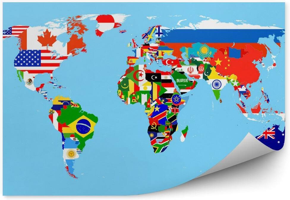 Fototapety.Pl Mapa Świata Z Flagami 250x250cm Magicstick FTNW138630281 ...
