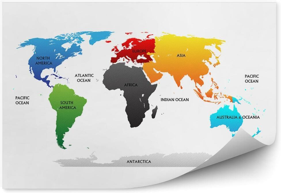 Fototapety.Pl Mapa Świata Z Zaznaczonymi Kontynentami 250x250cm ...