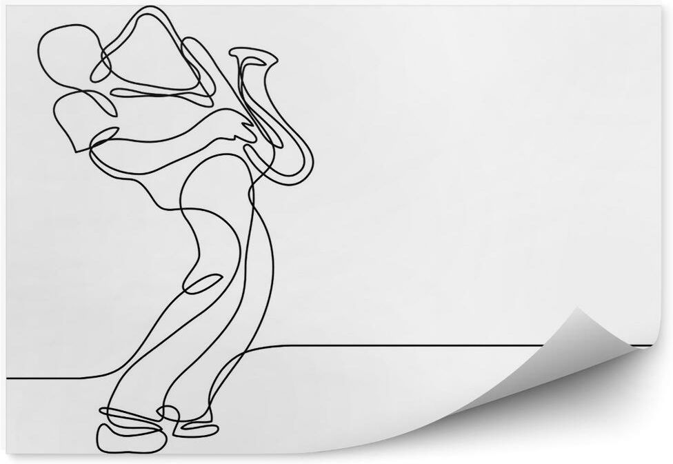 Fototapety.Pl Ciągła Linia Rysunek Saksofonisty 250x250cm Magicstick ...