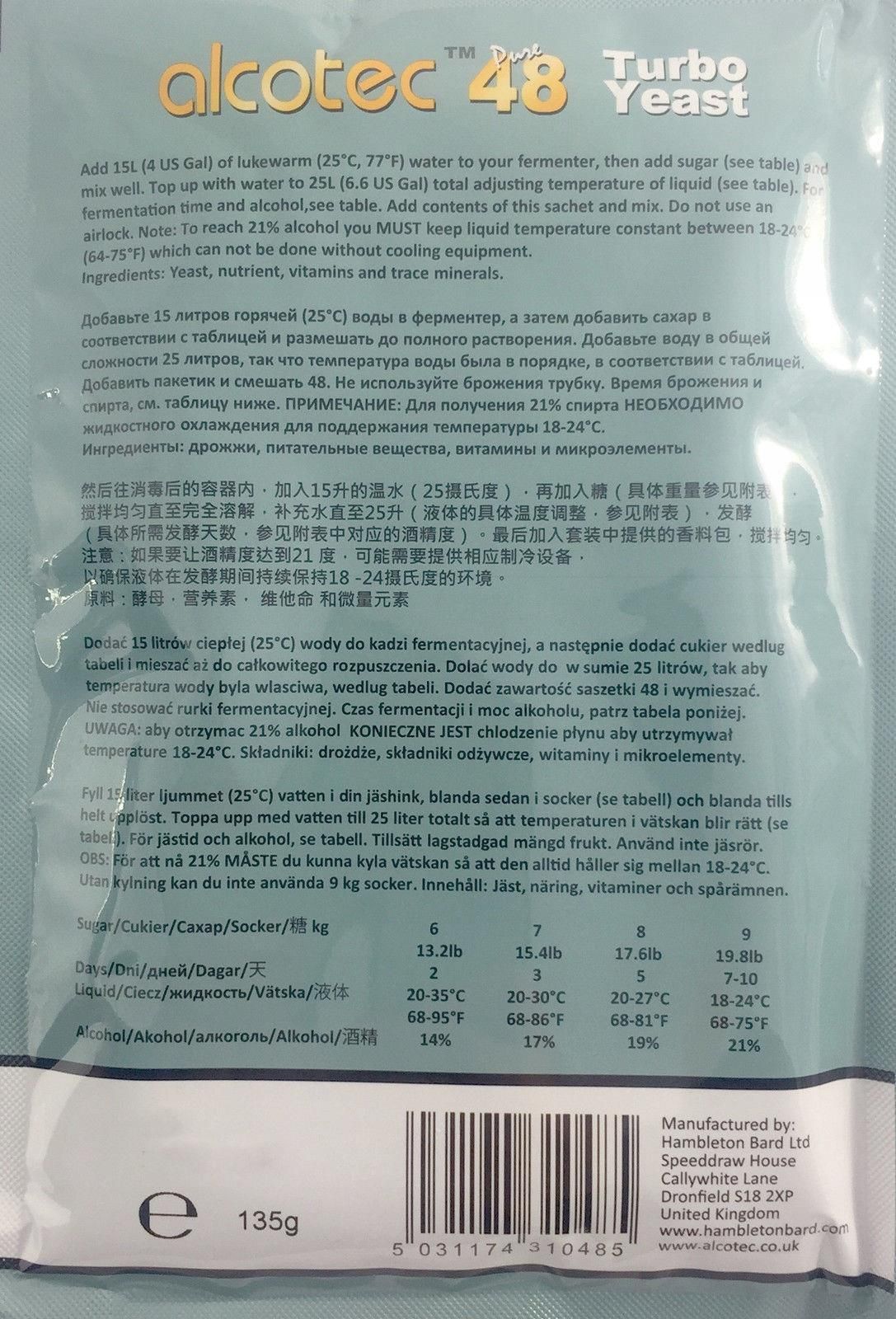 Hambleton Bard Alcotec 48 Turbo Pure Drożdże Gorzenicze Bimber 21 - Ceny i opinie - Ceneo.pl