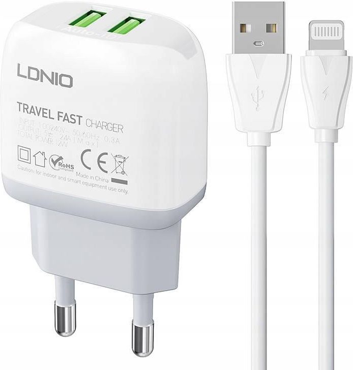 Ładowarka do telefonu Ldnio Ładowarka Sieciowa A2219 2Usb + Kabel ...