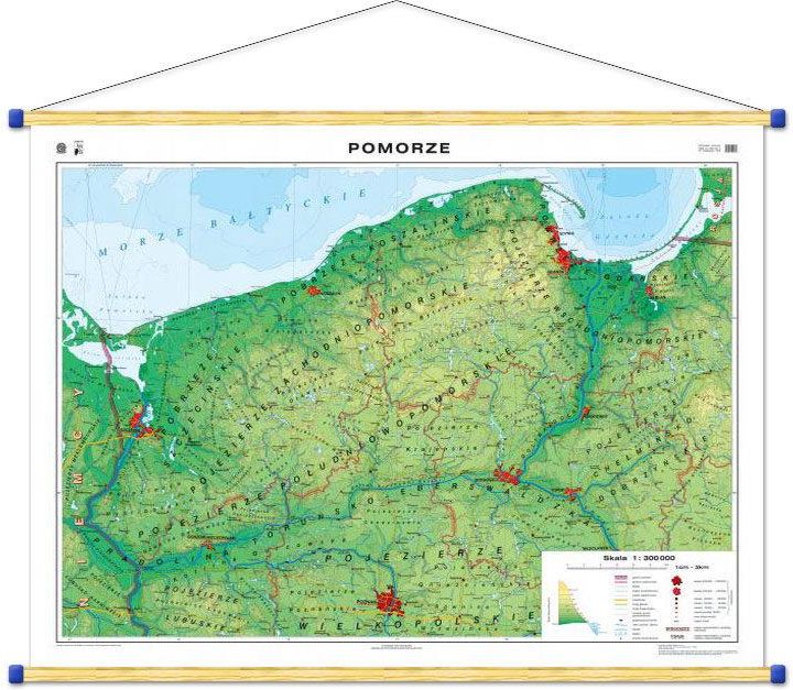 Mapa ścienna Pomorze. Mapa Regionalna Ogólnogeograficzna/Krajob - Ceny ...