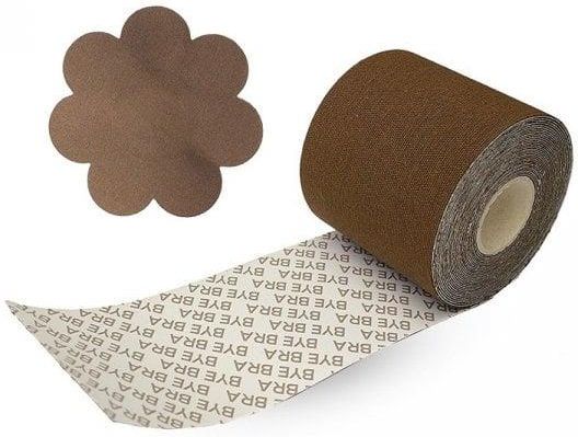 Bye Bra Body Tape Roll 6,5 cm x 5m + Satin Nipple Covers Brown - taśma ...