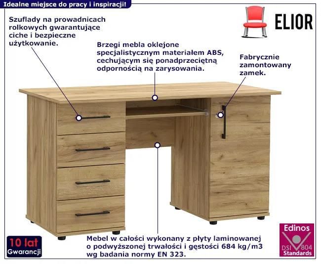 Elior Klasyczne Biurko Do Pracy Zamykane Na Kluczyk Dąb Craft Gareno ...