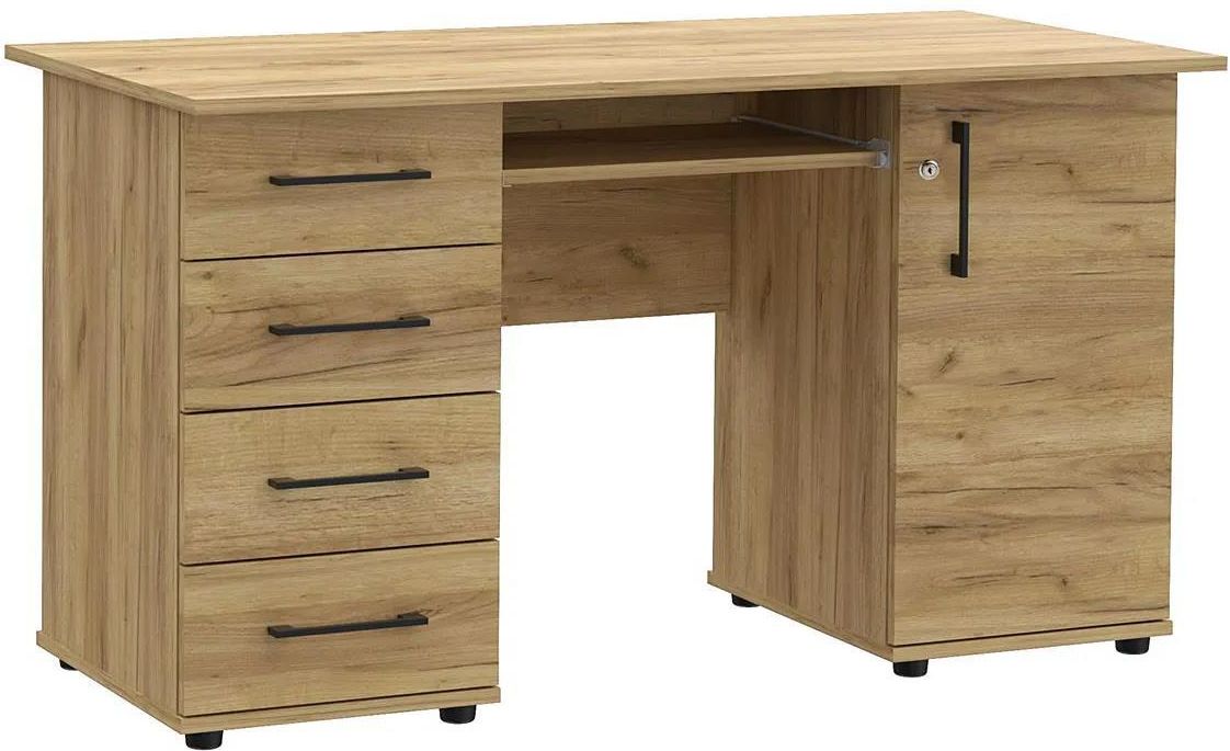 Elior Klasyczne Biurko Do Pracy Zamykane Na Kluczyk Dąb Craft Gareno ...