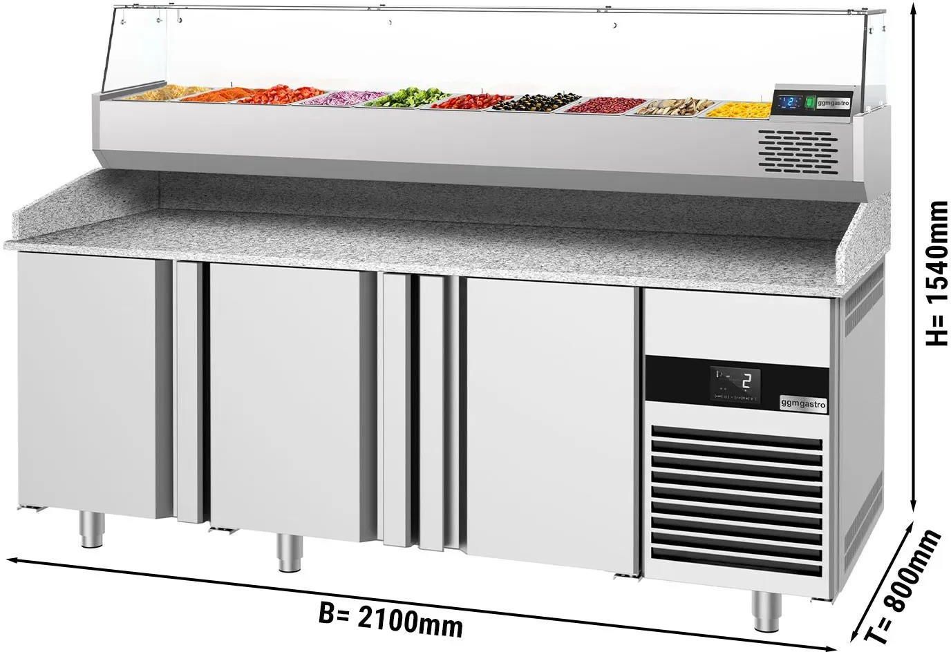 Ggm Gastro Stół Chłodniczy Do Pizzy Z 3 Drzwiami I Witryną Chłodniczą ...