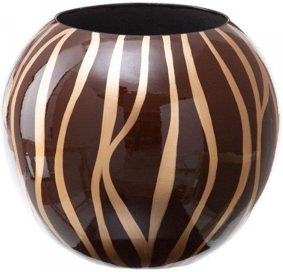 Bigbuy Home Wazon 27X27X23Cm Zebra Ceramika Złoty Brązowy 64588433 ...