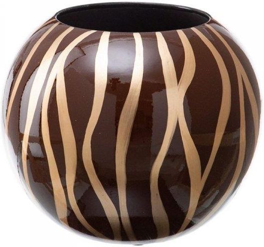 Bigbuy Home Wazon 24,5X24,5X20Cm Zebra Ceramika Złoty Brązowy 64588471 ...