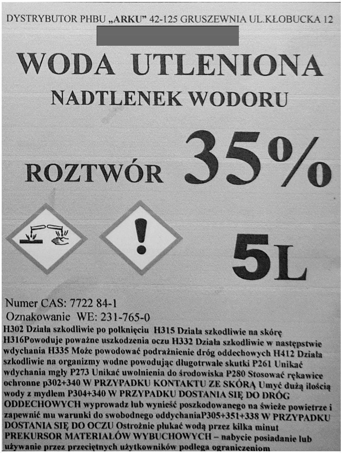 Nadtlenek Wodoru 35% Pbhu Arku 5000ml Perhydrol - ceny i opinie - Ceneo.pl