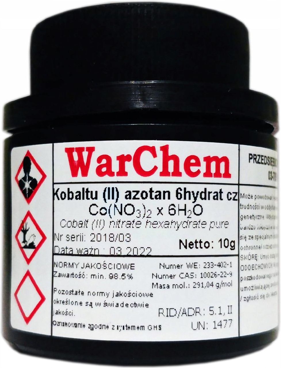 Warchem Azotan Kobaltu (II) 6Hydrat Czysty 10G - ceny i opinie - Ceneo.pl