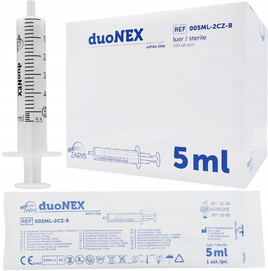 Drobne akcesoria medyczne Zarys Strzykawka Duonex 5Ml 2-Częściowa 10szt. - Ceny i opinie - Ceneo.pl