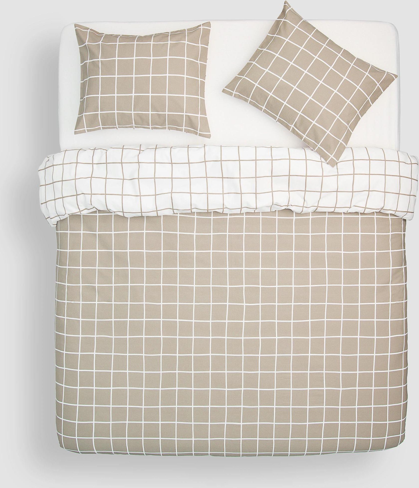 Reserved Komplet Bawełnianej Pościeli W Kratę Beżowy 160X200(2X)50X60 ...
