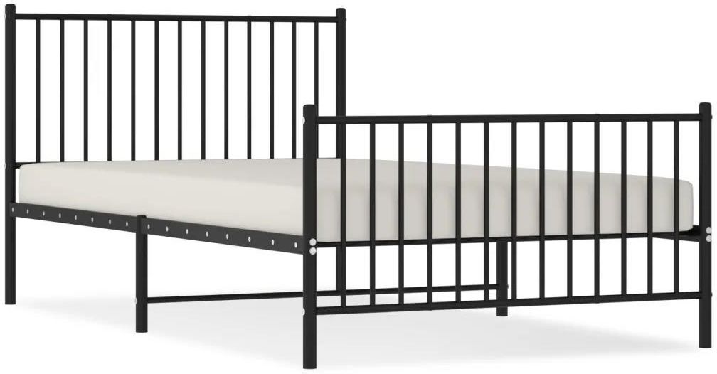 Vidaxl Metalowa Rama Łóżka Z Wezgłowiem I Zanóżkiem Czarna 107X203Cm ...