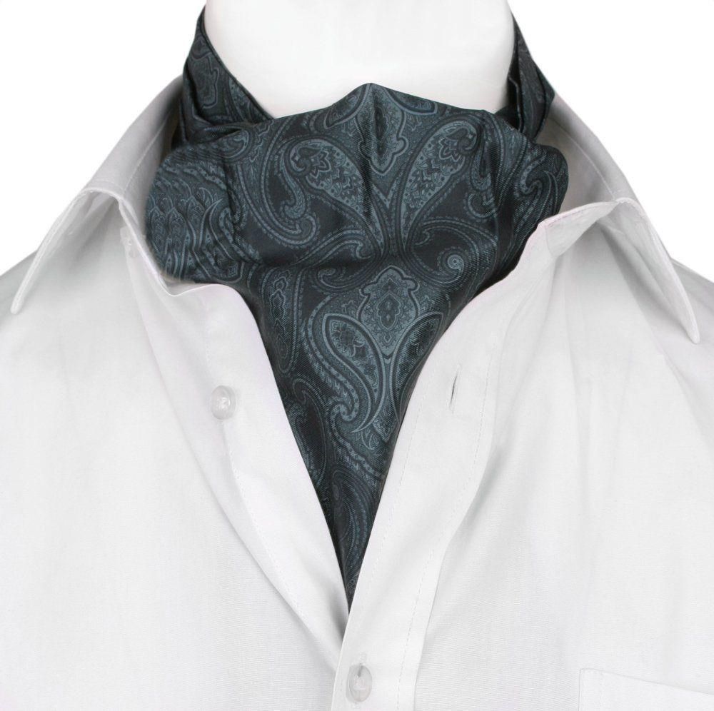 Fular Męski Elegancki Jedwabny, Czarno-Szary w Paisley, Łezki -HIS ...