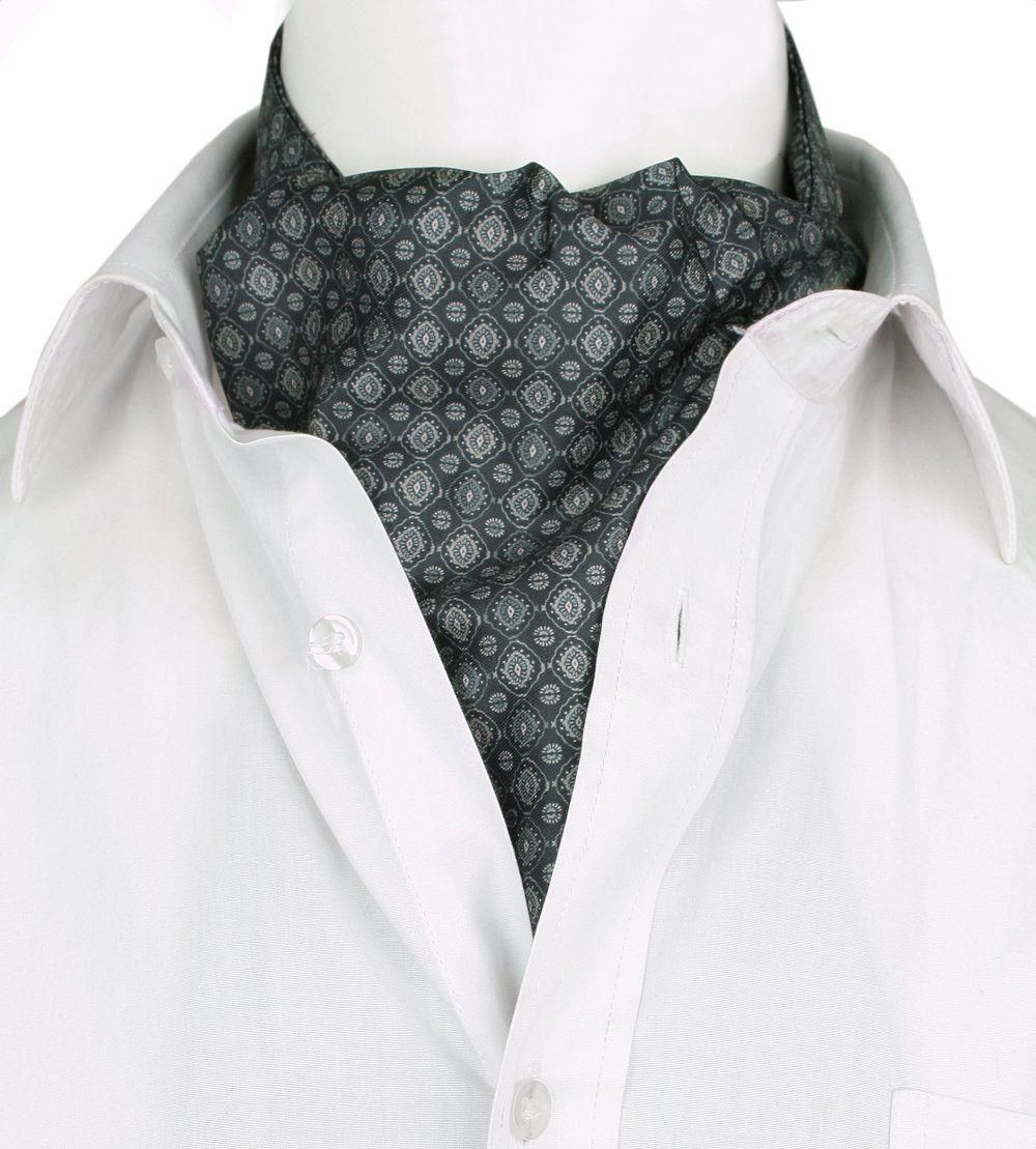 Fular Męski Elegancki Jedwabny, Czarno-Beżowy, Wzór Geometryczny ...