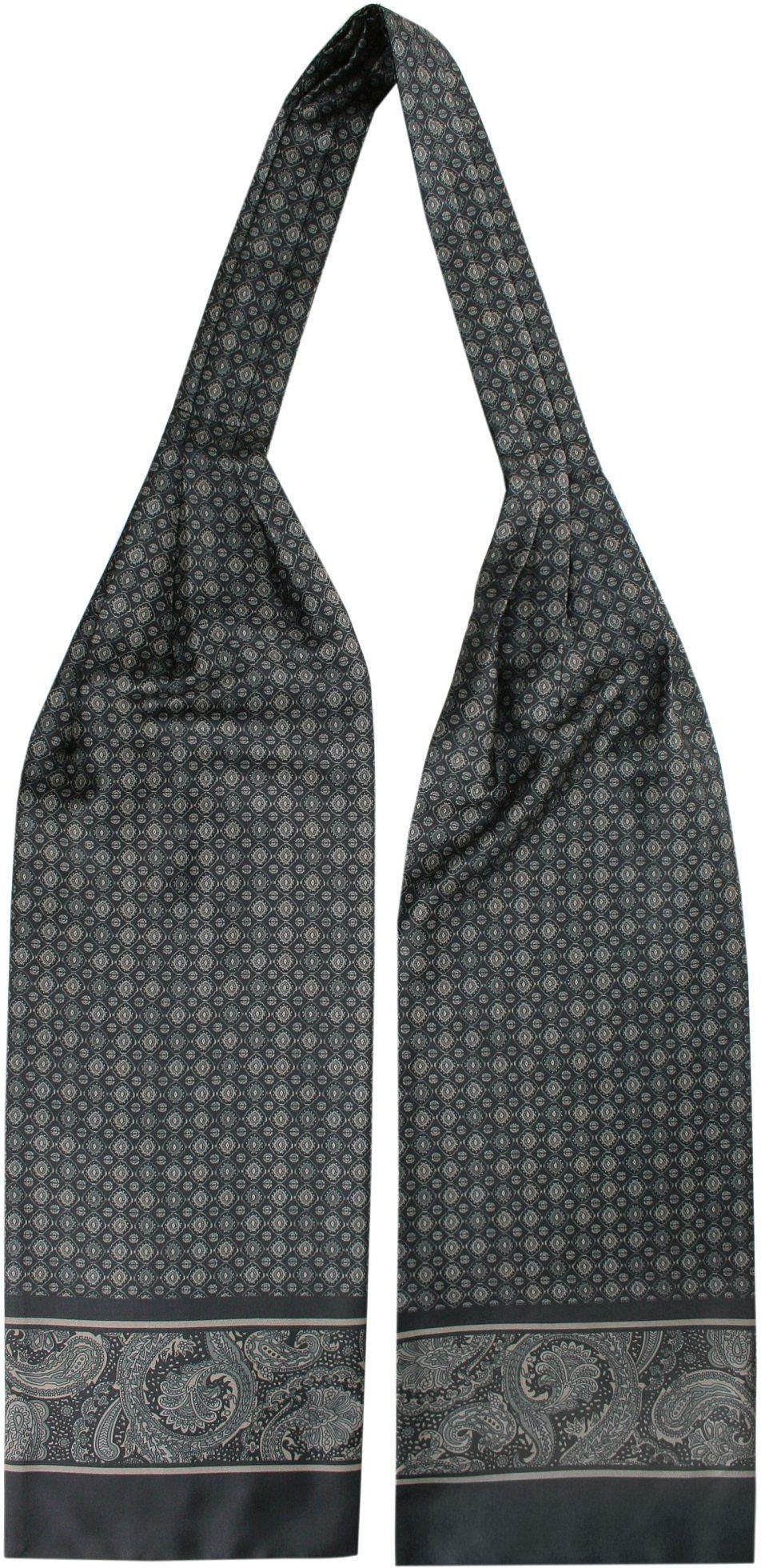 Fular Męski Elegancki Jedwabny, Czarno-Beżowy, Wzór Geometryczny ...