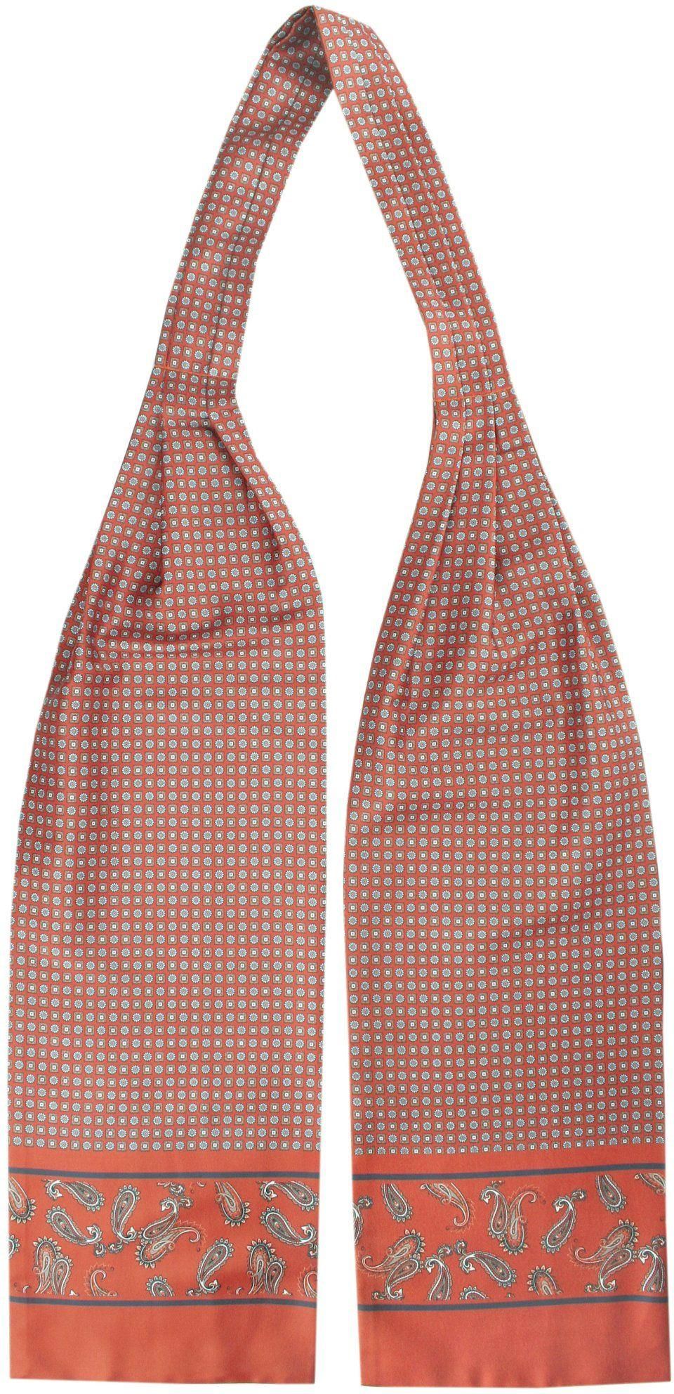 Fular Męski Elegancki Jedwabny, Pomarańczowy, Wzór Geometryczny ...
