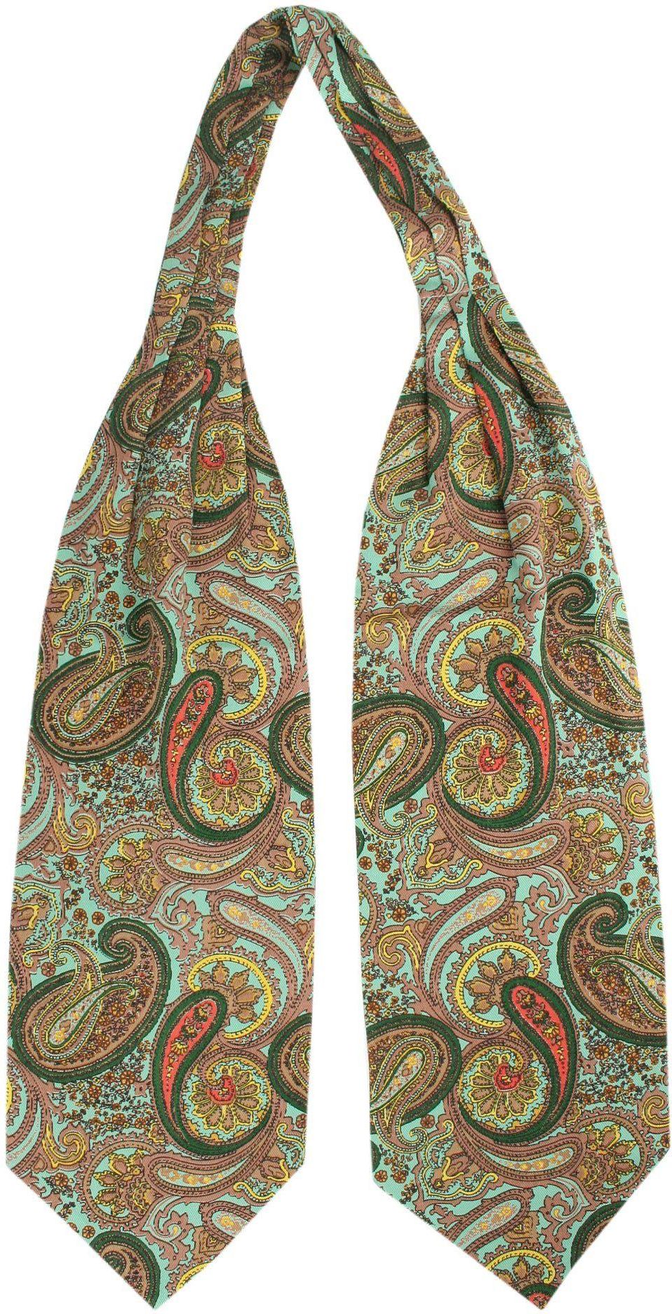 Fular Męski Bawełniany, Spiczasty, Zielony, Morski w Paisley, Łezki ...