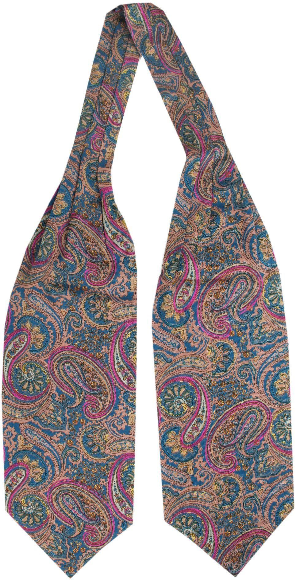 Fular Męski Bawełniany, Spiczasty, Granatowo-Różowy w Paisley, Łezki ...