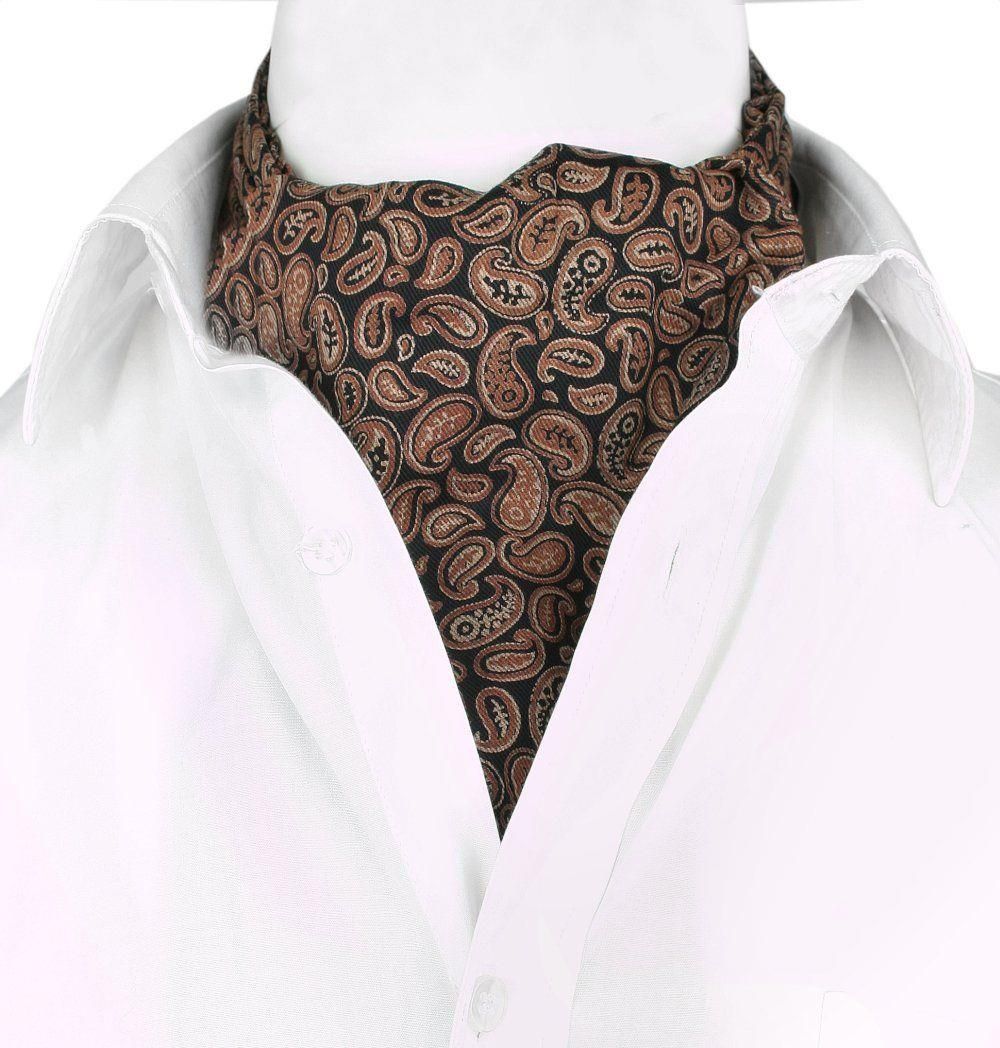 Fular Męski Bawełniany, Spiczasty, Brązowo-Czarny w Paisley, Łezki -HIS ...