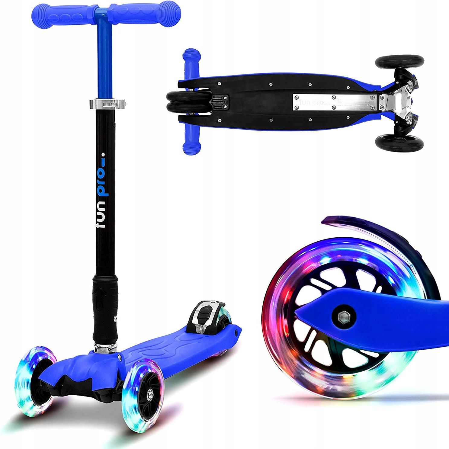 Fun Pro Hulajnoga Dziecięca Kółka Led Składana Niebieska - Ceny i ...