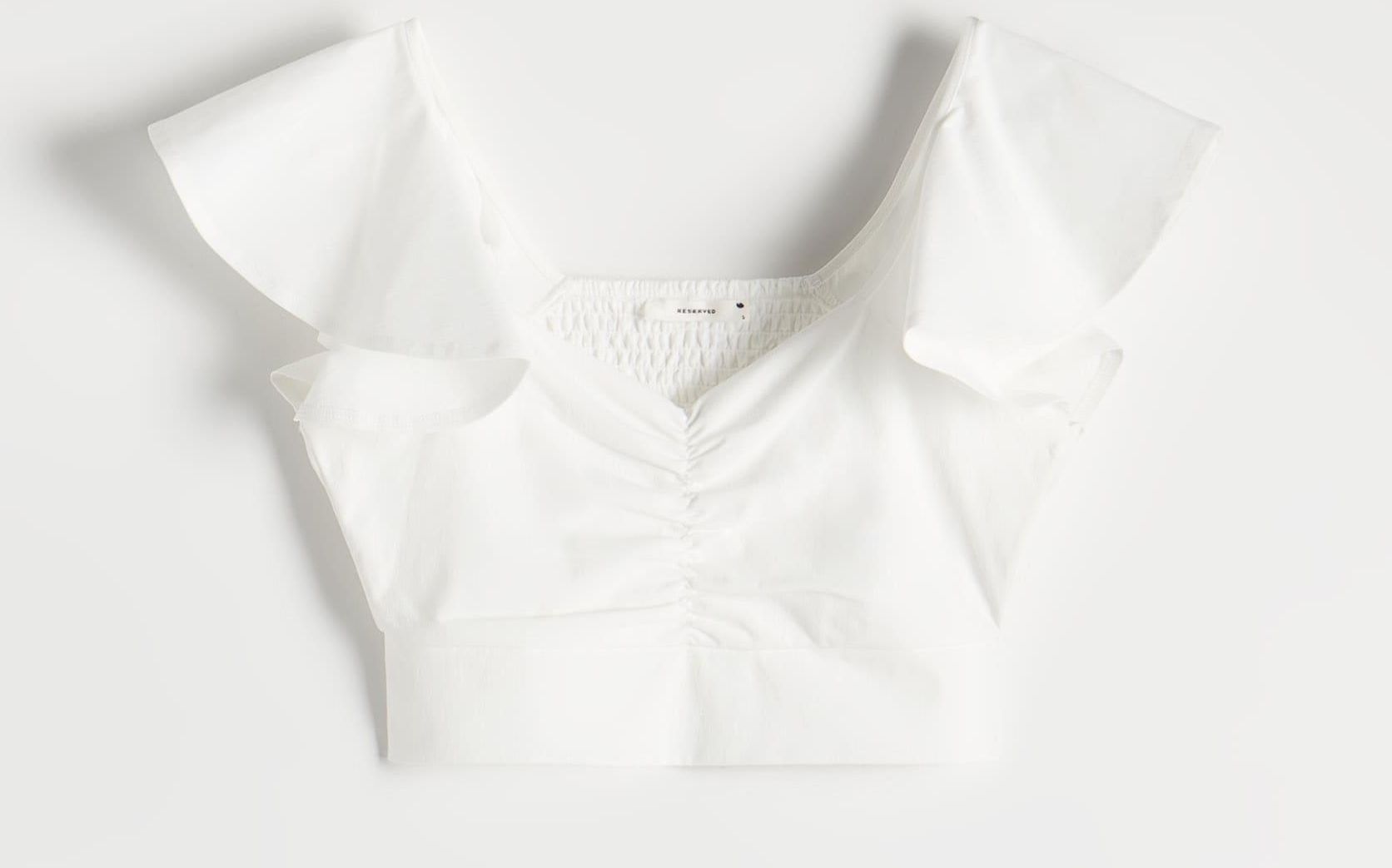 Reserved - Crop top z falbanką - Kremowy - Ceny i opinie - Ceneo.pl