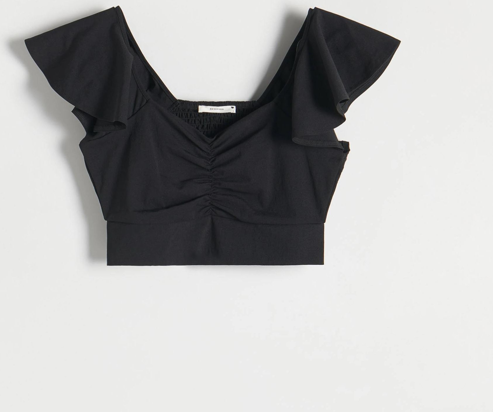 Reserved - Crop top z falbanką - Czarny - Ceny i opinie - Ceneo.pl
