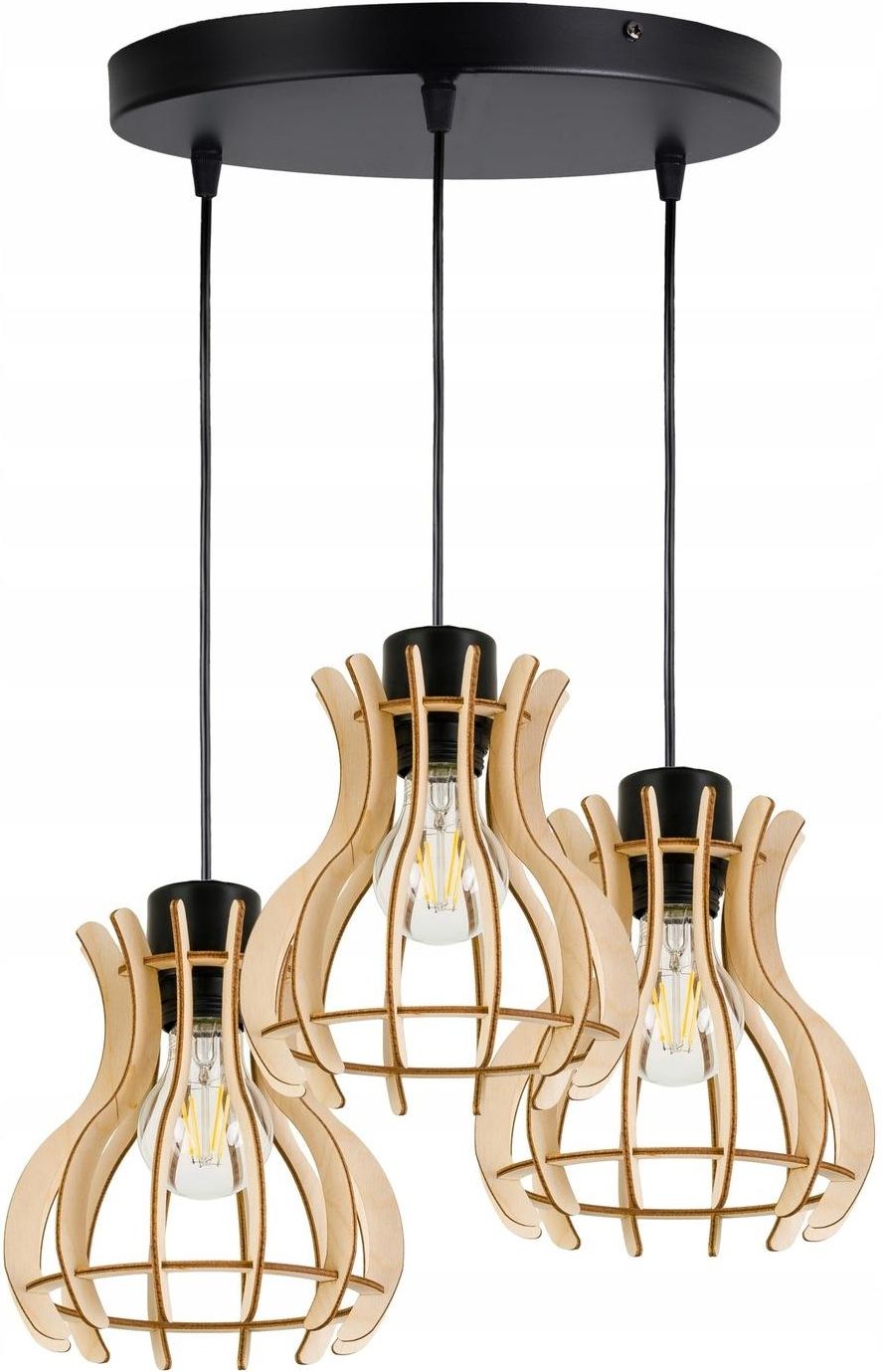 Inect Lampa Sufitowa Wisząca Zwis Loft Drewno 3X E27 (100669) - Opinie i atrakcyjne ceny na Ceneo.pl