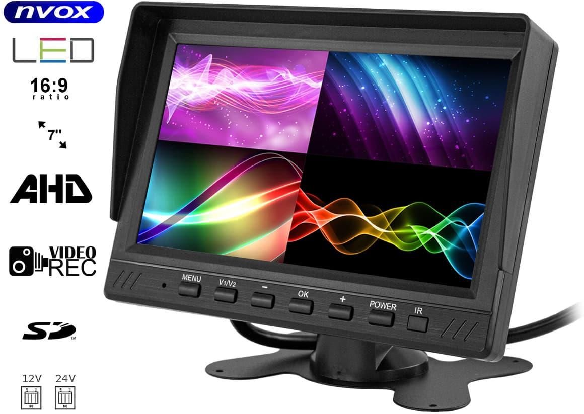 NVOX Monitor samochodowy lcd 7cali ahd 4pin z funkcją rejestratora 12v ...
