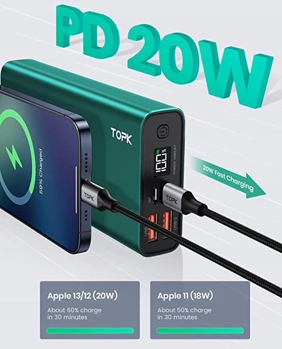 Powerbank Topk Powerbank Wyświetlacz Szybkie Ładowanie 20000Mah ...