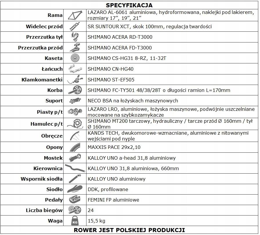 Mtb Lazaro Core V2 Men Acera Hydraulika Zielony 29 2023 - Rowery ...