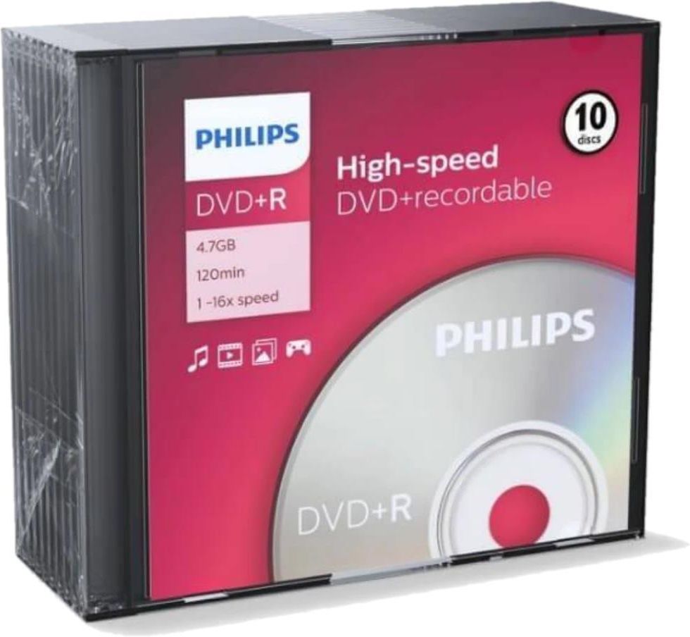 Nośnik danych Philips Płyta DVD+R 4,7GB 16X SLIM 10 szt. - Opinie i ceny na Ceneo.pl