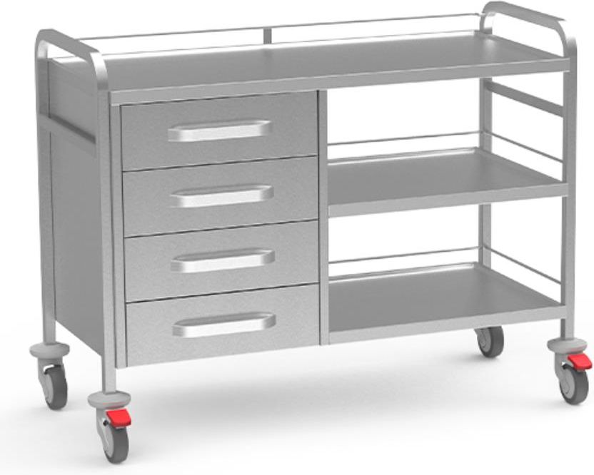 Ko02.D Mobilny Stolik Zabiegowy Ze Stali Kwasoodpornej Z Blatami I ...