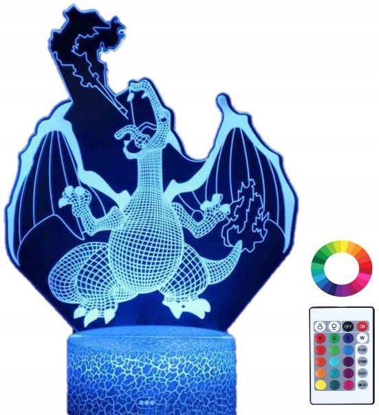 Lampka Nocna Led 3D Pokemon Charizard Grawer Imię - Opinie i atrakcyjne ...