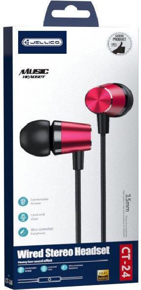 Zestaw słuchawkowy JELLICO SŁUCHAWKI DOUSZNE - CT-24 Z MIKROFONEM CZERWONY - Opinie i ceny na ...