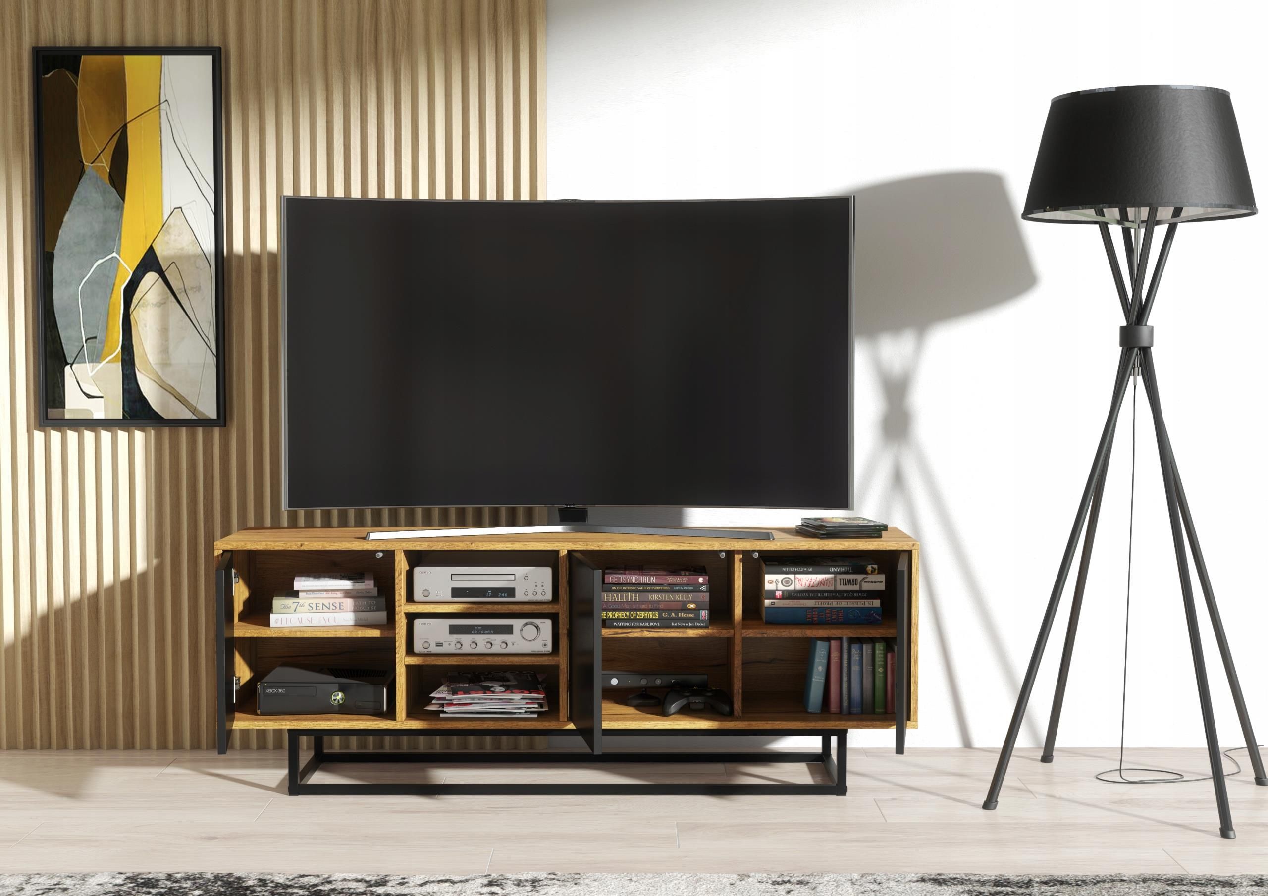 Stolik Szafka Rtv Tv Loft Retro Dąb/Czarny Lft003A - Opinie i ...