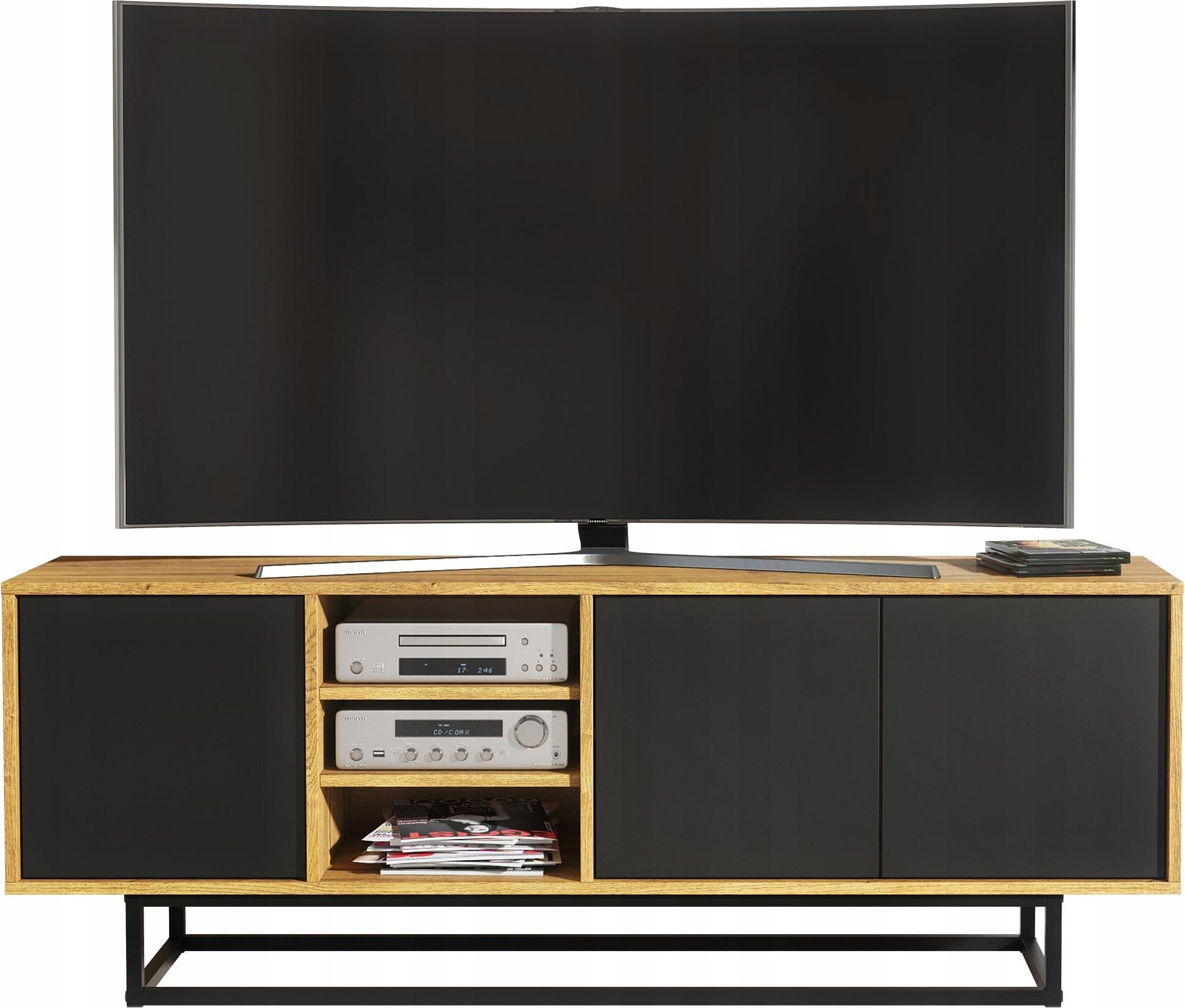 Stolik Szafka Rtv Tv Loft Retro Dąb/Czarny Lft003A - Opinie i ...