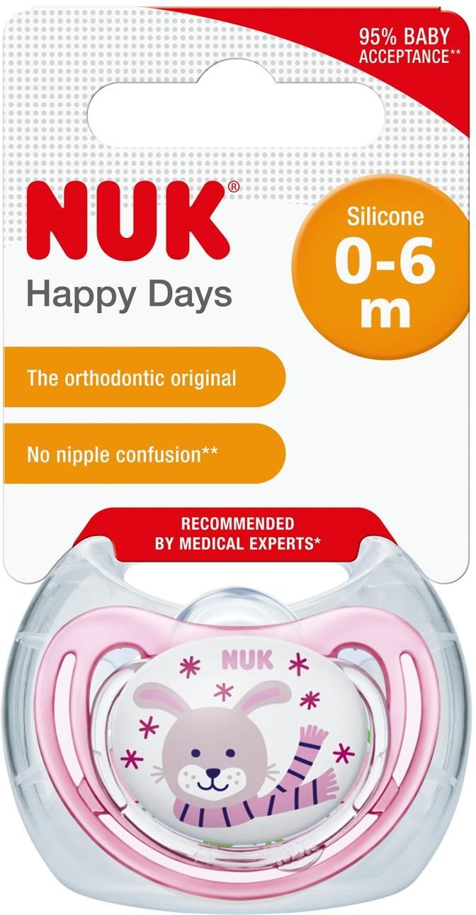 NUK Happy Days silikonowy 0-6M różowy kotek 1 szt. - Ceny i opinie - Ceneo.pl