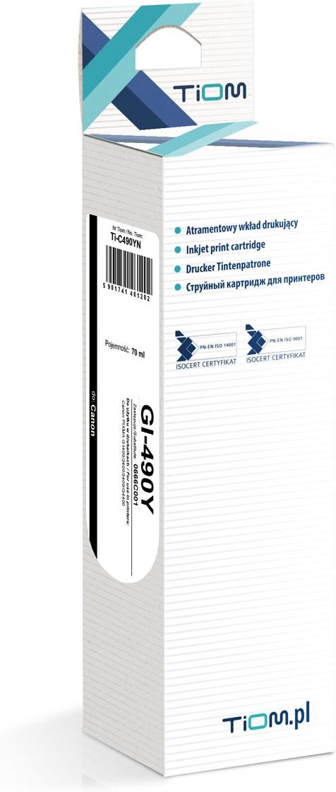 Tusz Tiom Do Canon 490Yn 0666C001 70Ml Żółty (TIC490YN) do drukarki ...