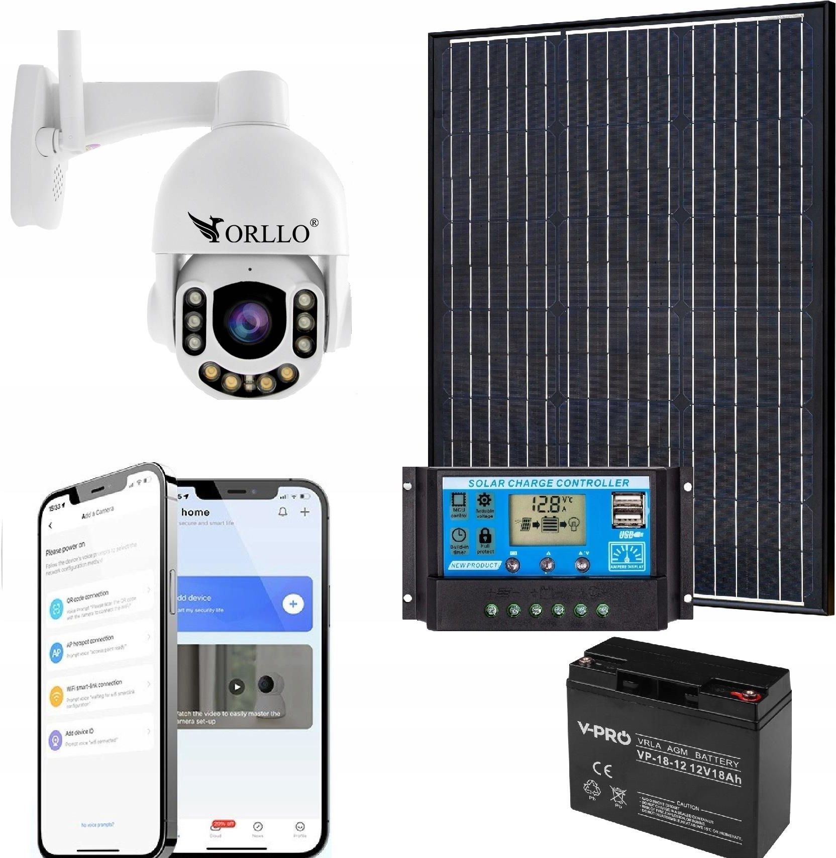 Kamera przemysłowa Kamera Obrotowa Gsm Sim Fhd Panel Solarny Zestaw ...