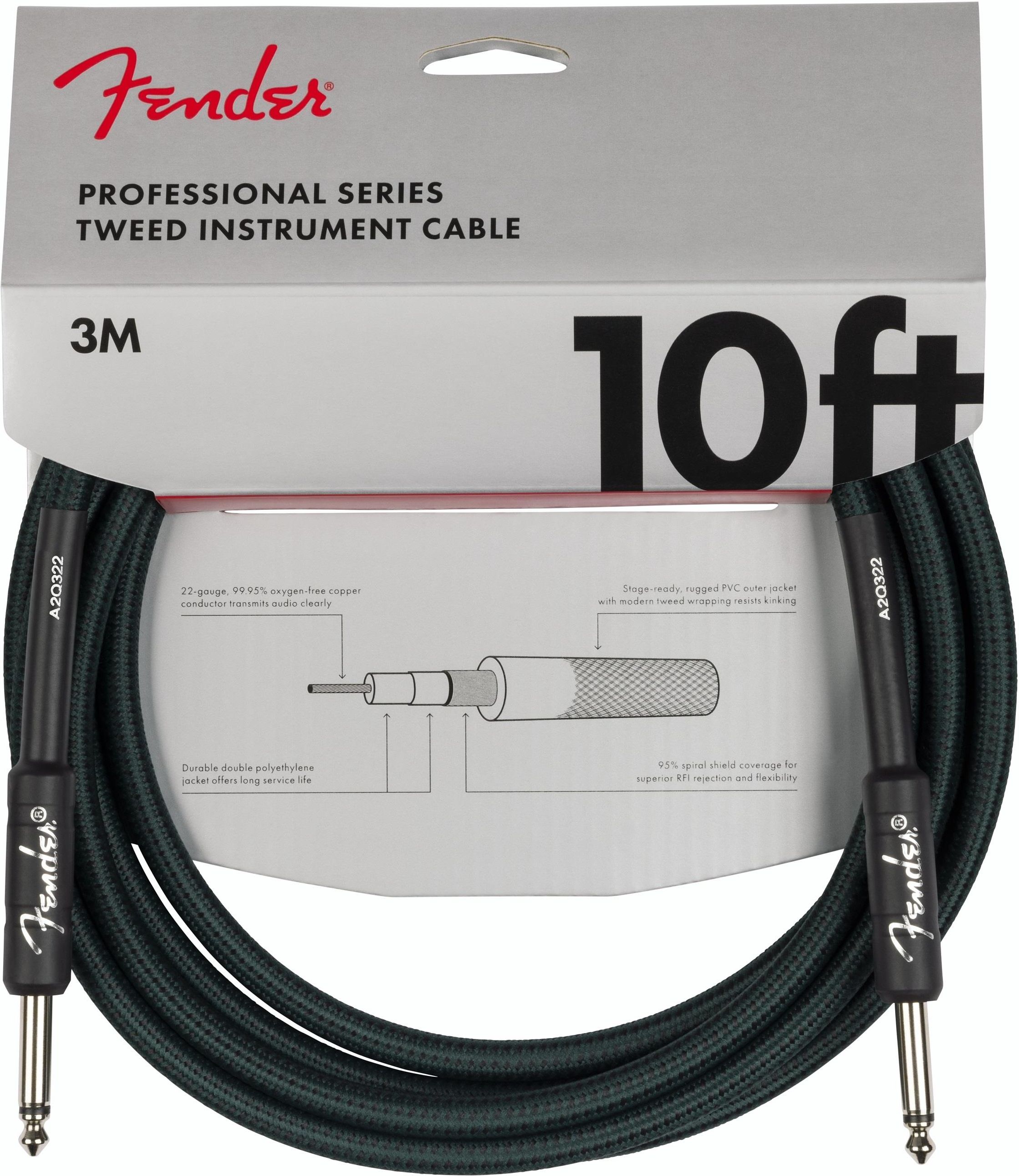 Fender Professional Series 10' Instrument Cable Sherwood Green - Ceny i ...