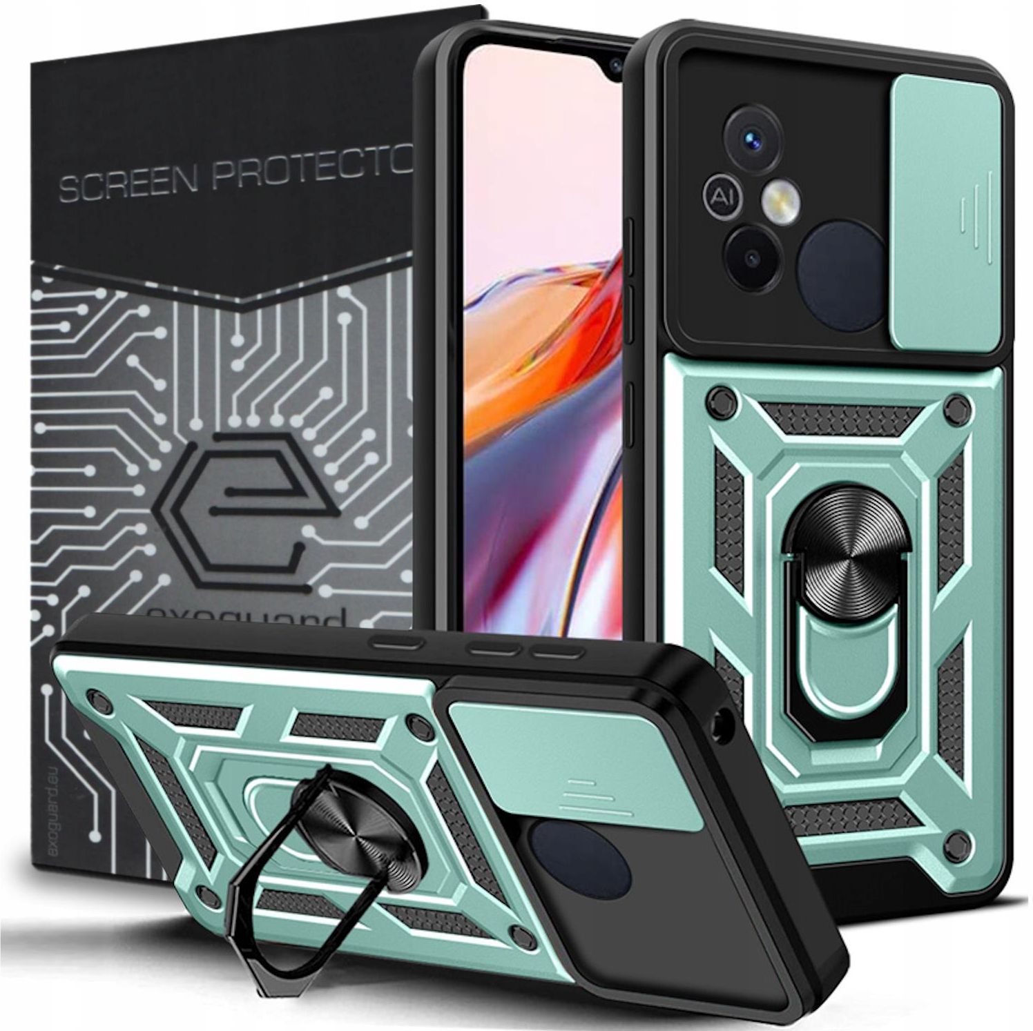 Exoguard Etui Pancerne Case Cover+Szkło Do Xiaomi Redmi 12C - Etui na ...
